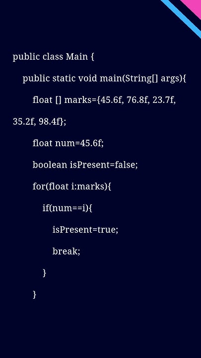 Java program to find whether a given integer is present in array or not. #java #ytshortsindia ...
