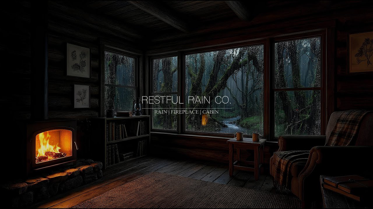 Cozy Deep Forest Rainy Night 🔥🌧️ Fireplace Ambience for Deep Sleep ...
