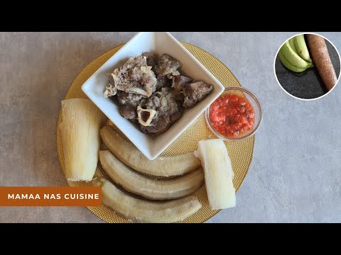 Bananes, maniocs bouillis et viande de boeuf/batabata na gnama/recette ...