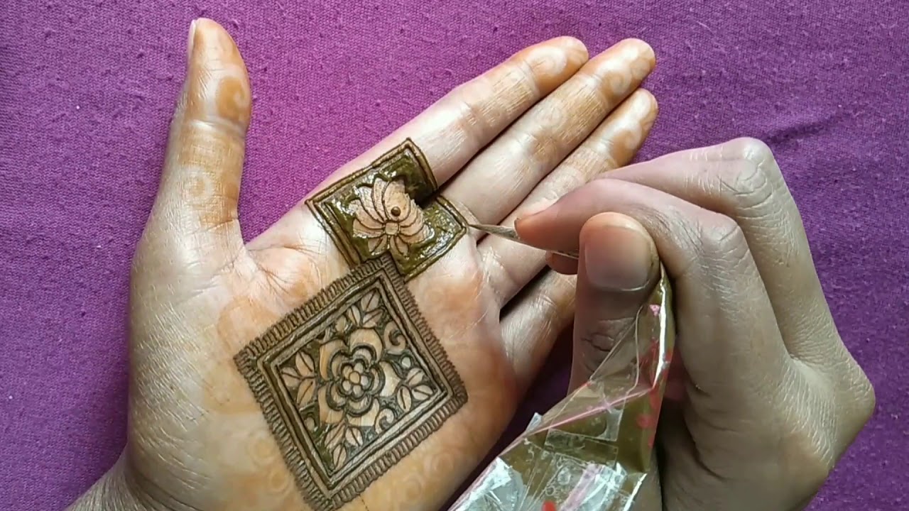 Simple square mehndi design || mehndi design practice #3 - YouTube