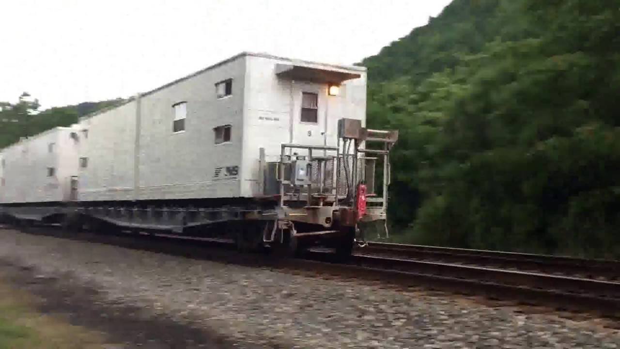Long NS MOW Train with Camp Cars on Rear - YouTube