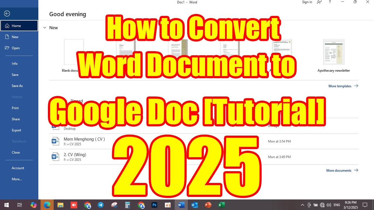 How to Convert a Word Document to Google Doc [Tutorial] 2025 - YouTube