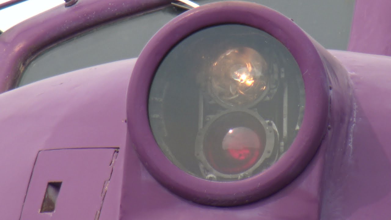 Up Close View Of A Mars Light As The Engine Spins On A Turntable - YouTube