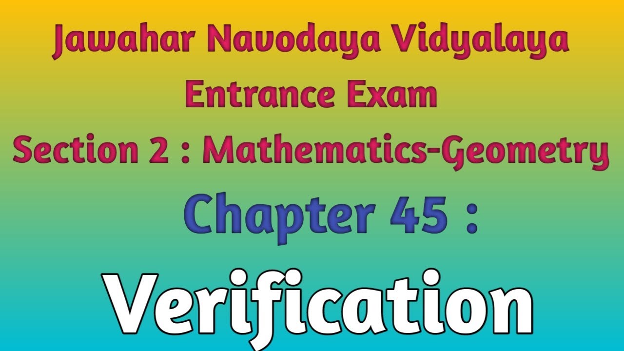 JNV Entrance Exam | Section 2 Mathematics_Geometry | Chapter 45 ...