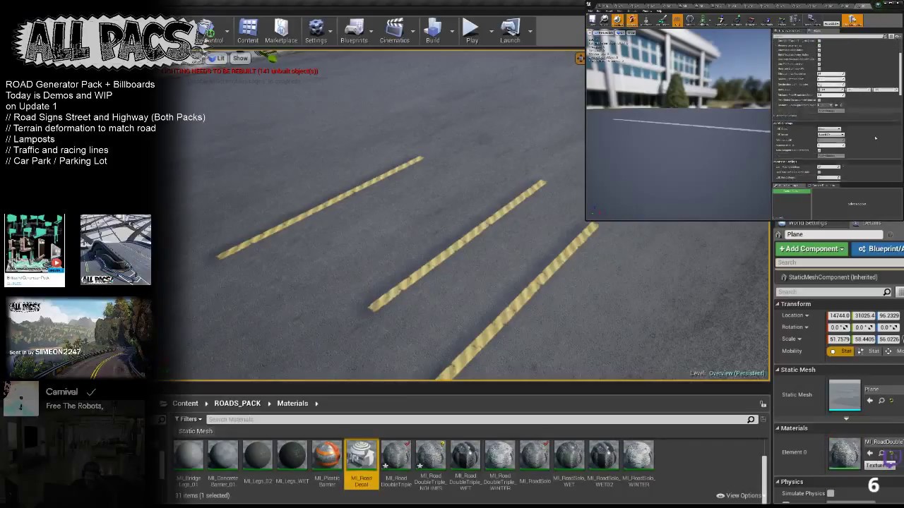 Road Generator Pack - WIP carpark and lamposts and road markings - YouTube