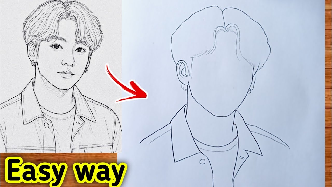 How To Draw BTS Jungkook Easy step by step / BTS Drawing / bts jungkook ...