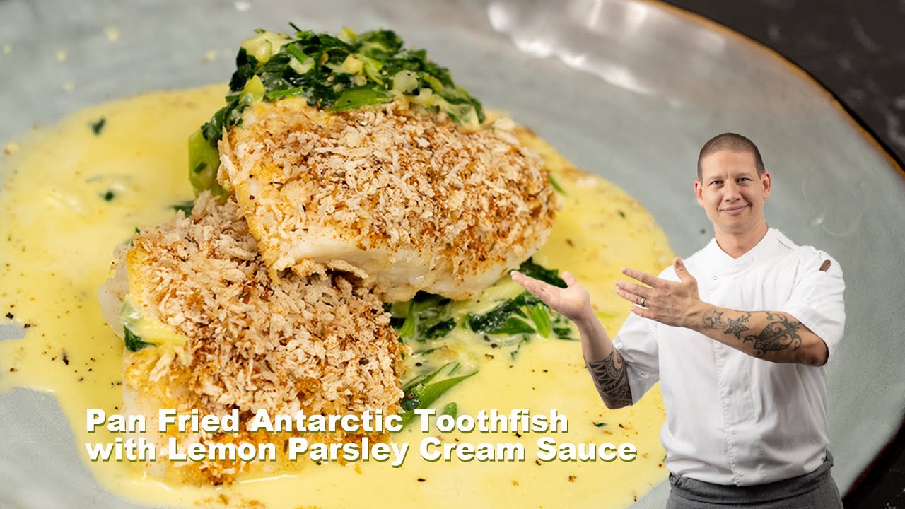 Pan Fried Antarctic Toothfish with Lemon Parsley Cream Sauce - YouTube