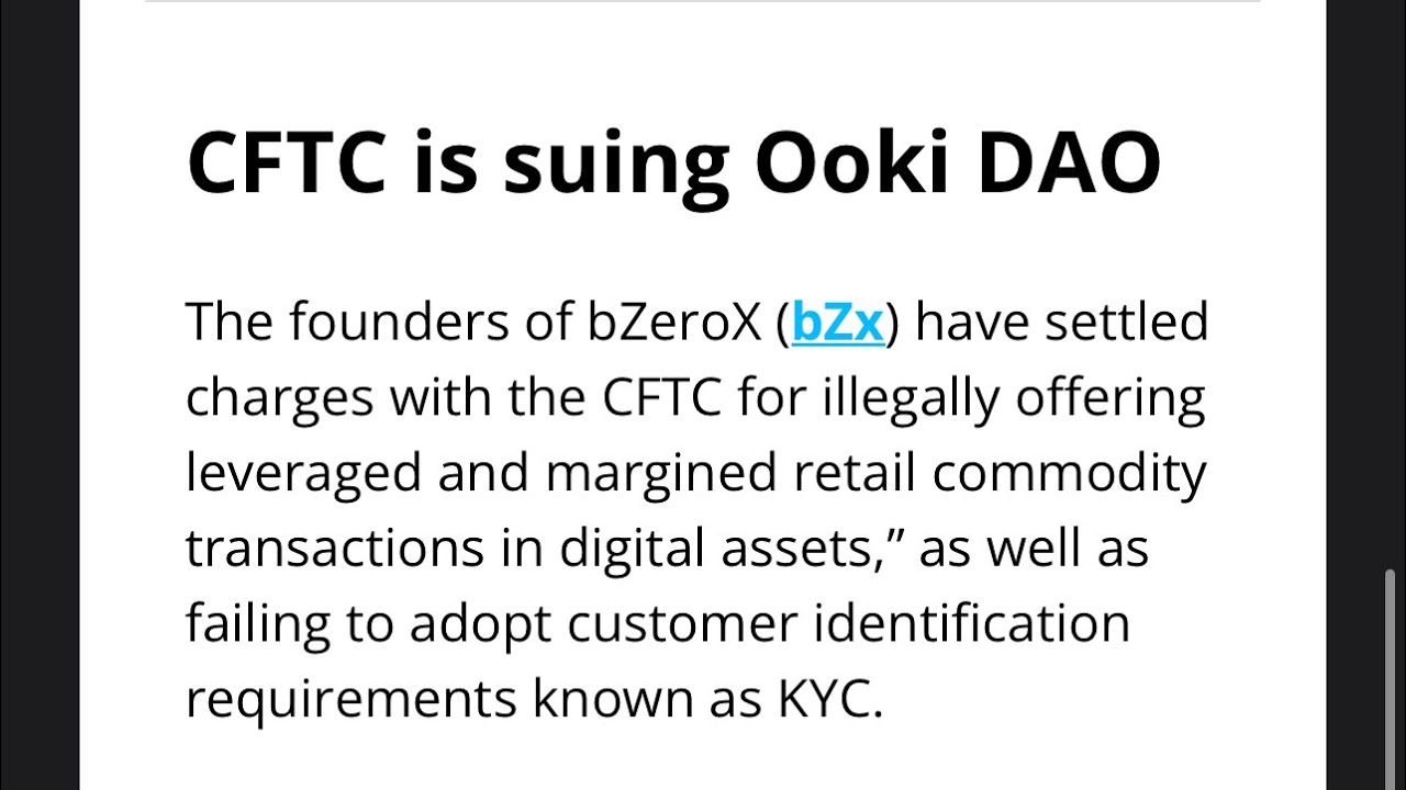 CFTC Sueing Ooki DAO - YouTube