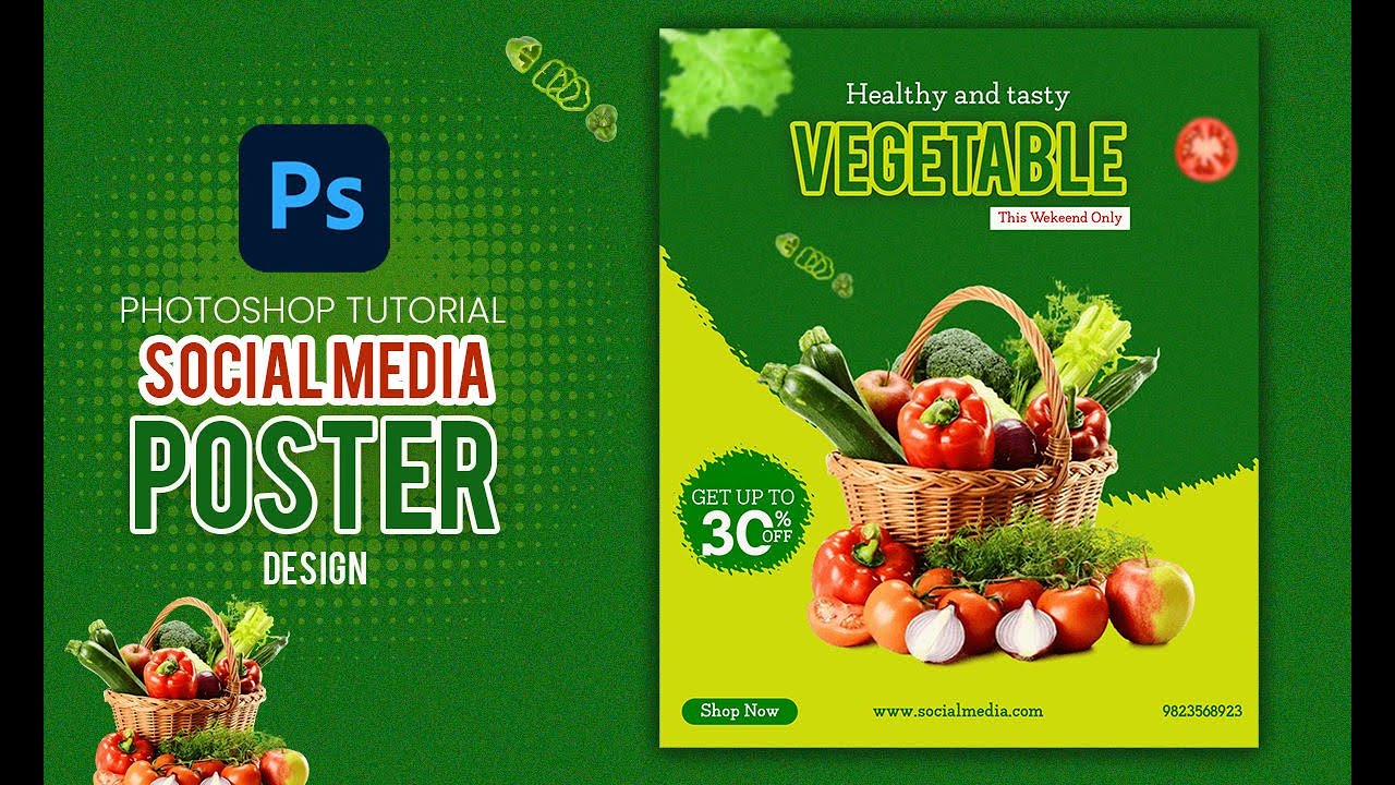 Vegetables Poster Design in Photoshop | Photoshop tutorial - YouTube