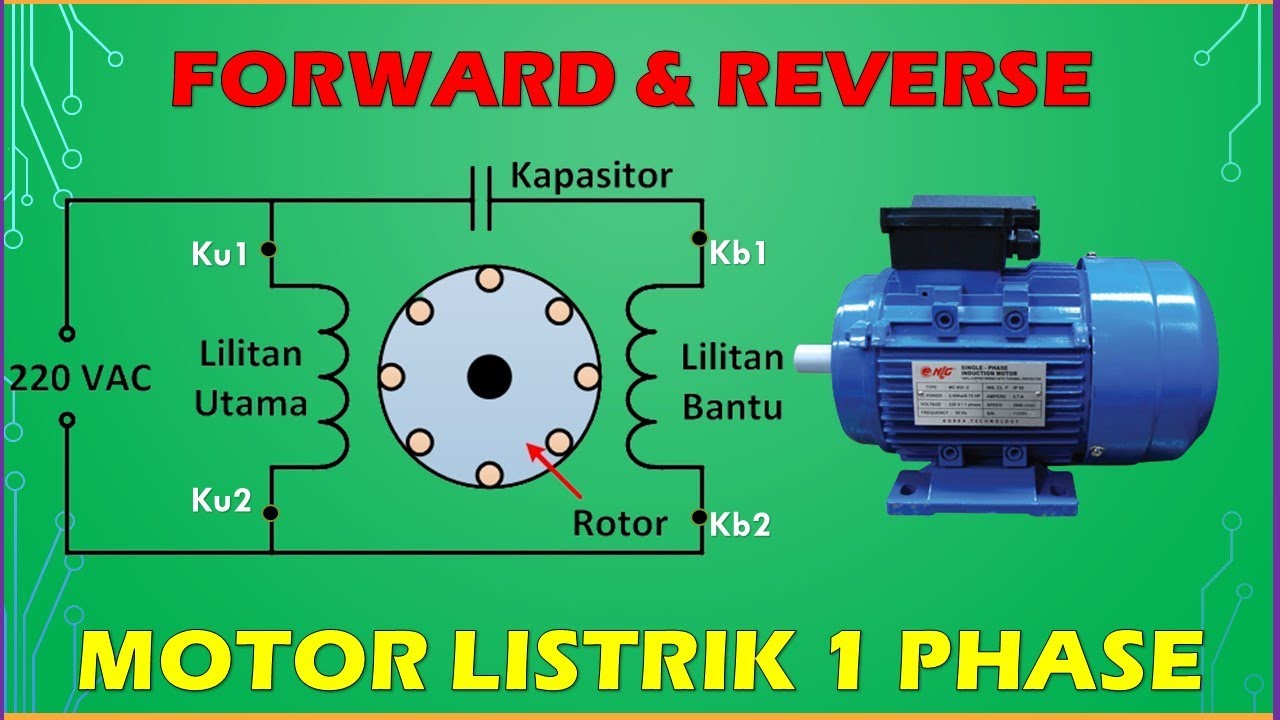 Cara membuat Forward Reverse motor listrik 1 phase - YouTube