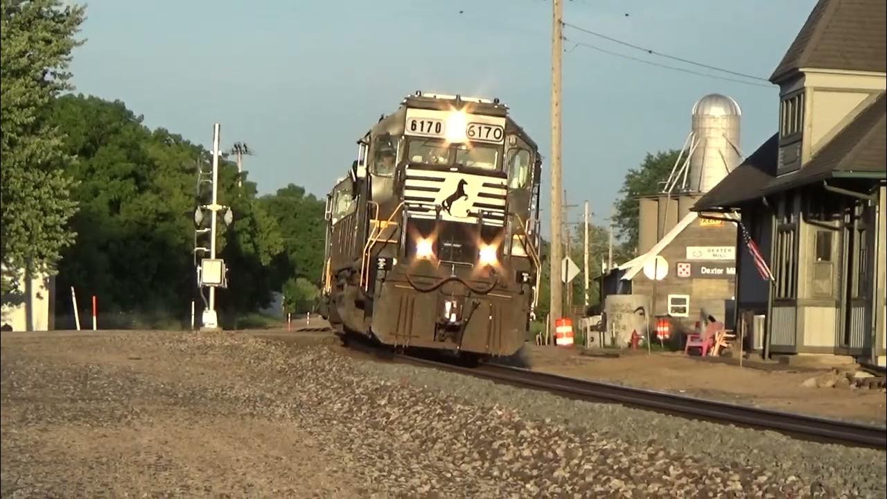 NS B25 heads west through the beautiful evening light in Dexter, MI - YouTube