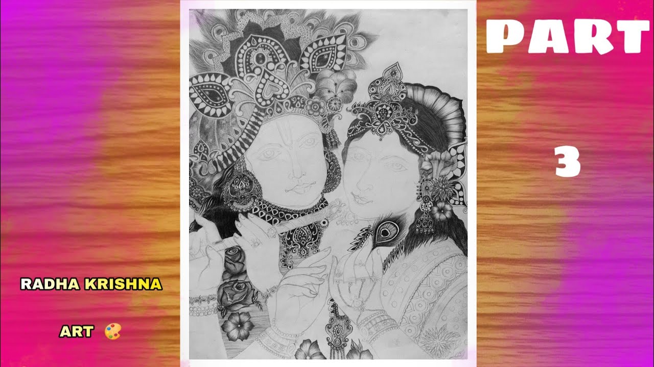 Very Easy Line Art | Radha and Krishna | How to draw Radha Krishna Line ...