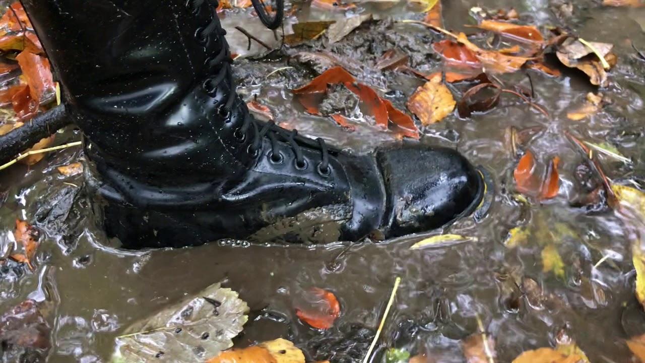 sinking in mud in shiny 14 eye Dr Martens boots 1 - YouTube