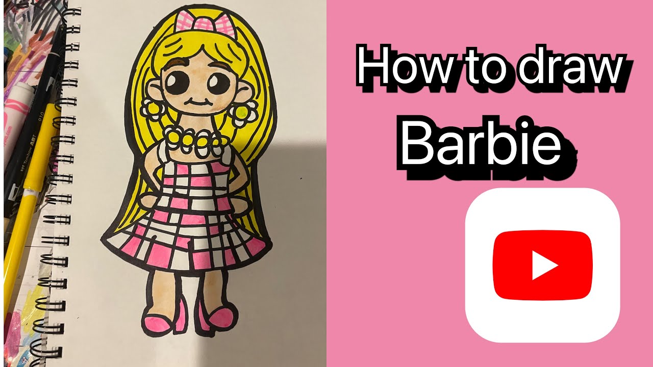 How to draw Barbie from Barbie movie live action (easy) - YouTube