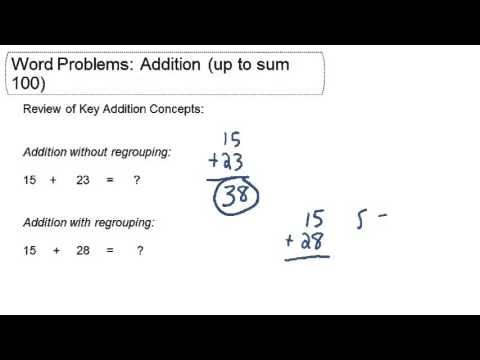 Addition to Sum 100 Word Problems - YouTube