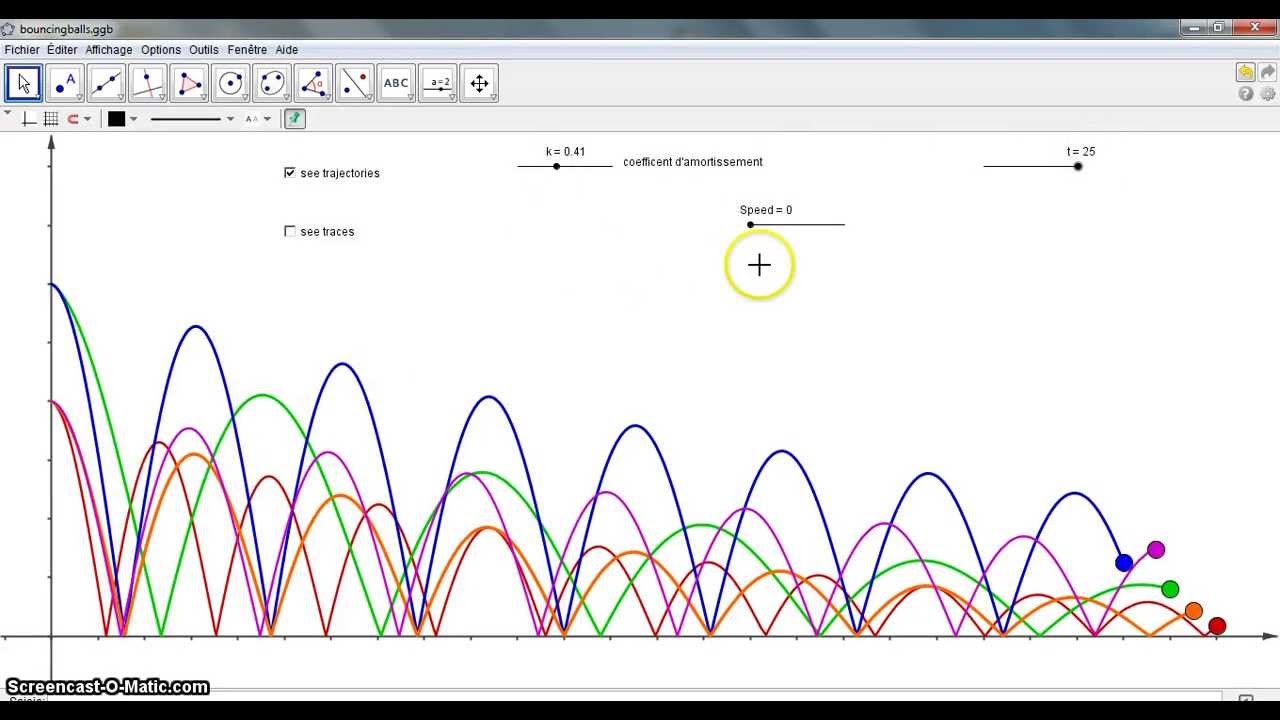 Bouncing balls with Geogebra - YouTube
