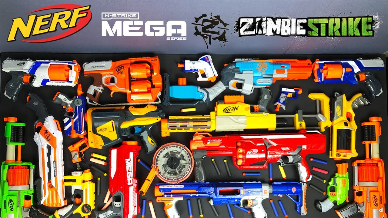 NERF all Types !!! MEGA & Zombie Strike Series !!! Soft Bullet NERF TOY ...