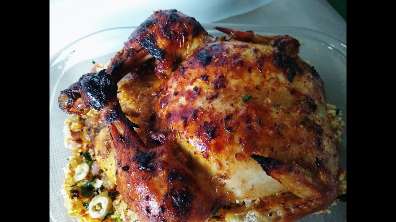 Frango assado com farofa - YouTube
