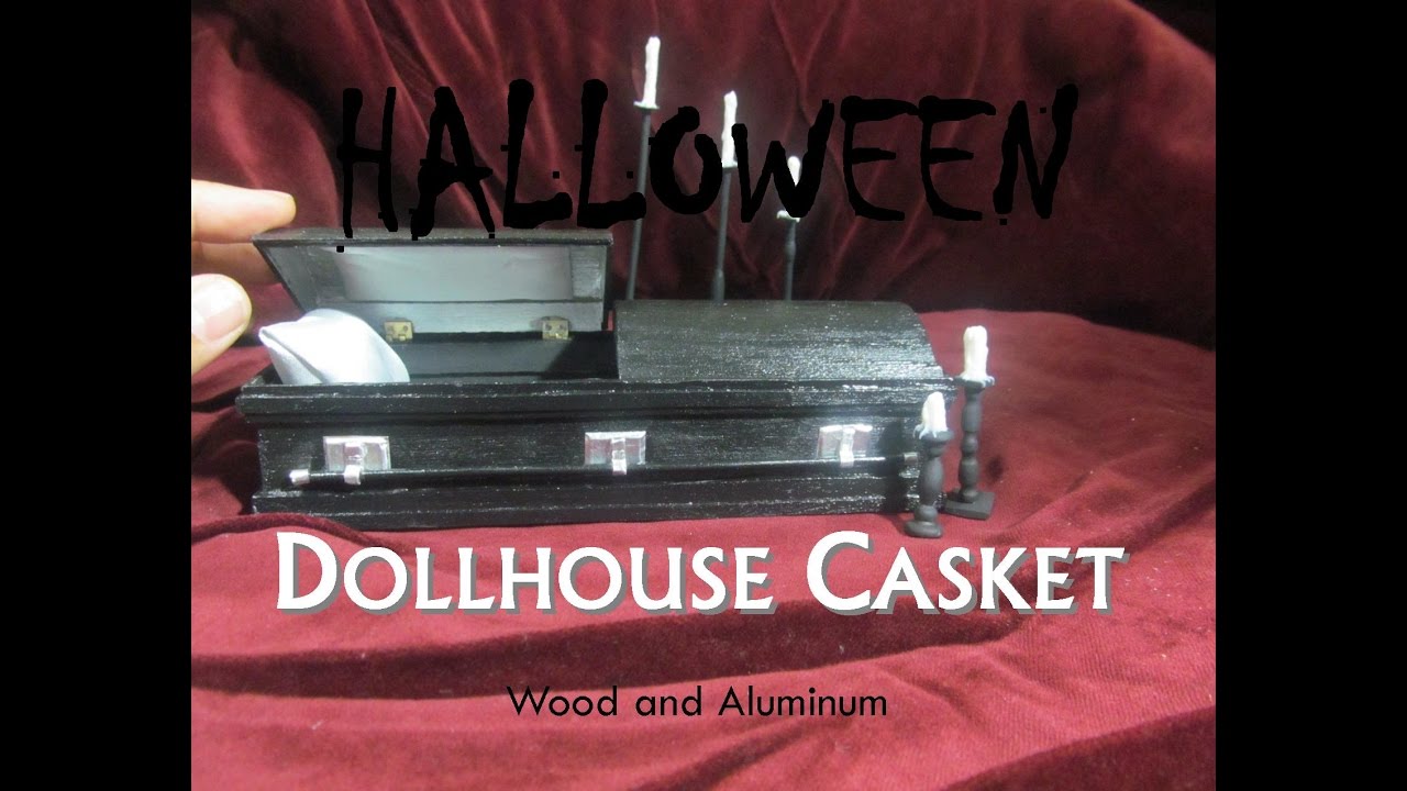 Halloween Wood and Aluminum Dollhouse Miniature Casket Coffin Opens and ...