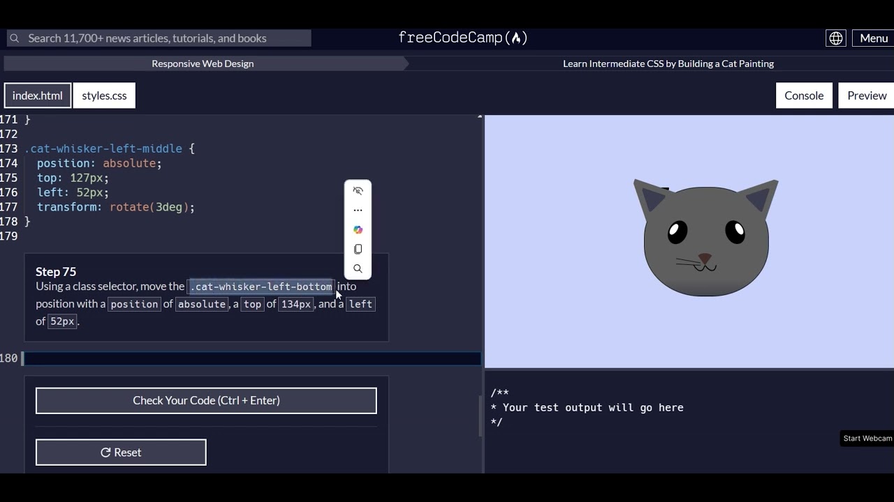 Freecodecamp Building a Cat STEP 72,73,74,75,76,77 - YouTube