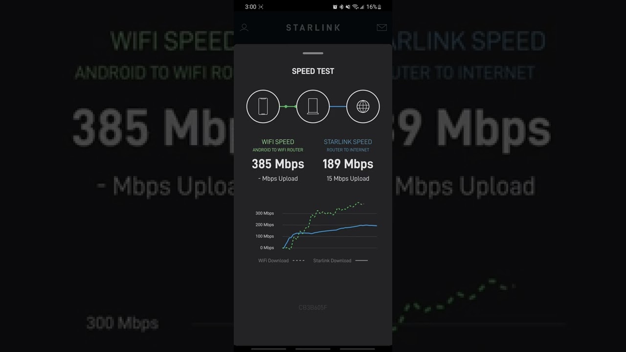 starlink advance setting to turn on split bands and and speed test at ...
