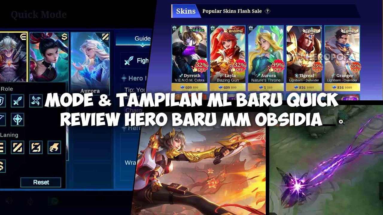 REVIEW FULL HERO BARU OBSIDIA, TAMPILAN LOBBY ML DIUBAH, MODE BARU ...