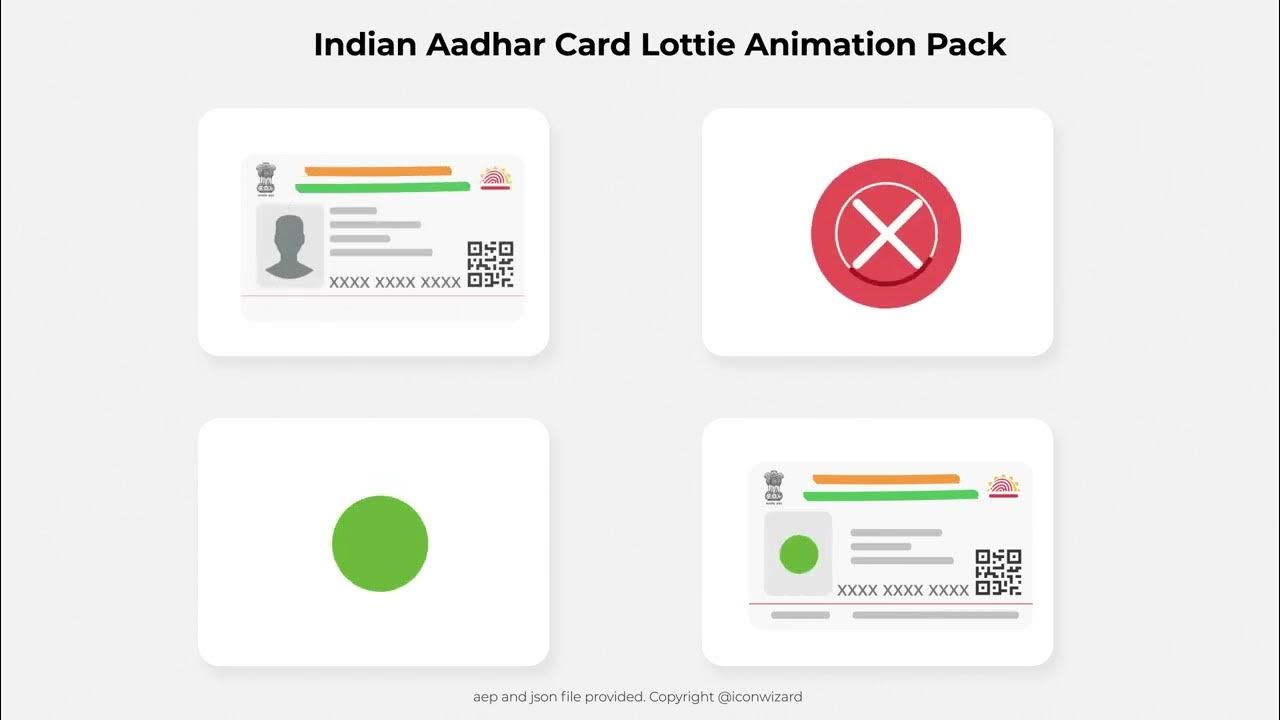 Aadhar Card Indian Identity Vector SVG Lottie Animation Pack ...