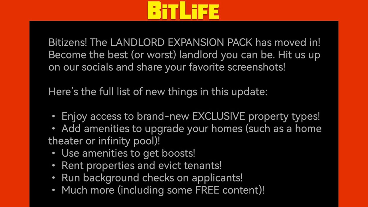 How to Get the Bitlife Landlord Update Early (Version 3.8) - YouTube