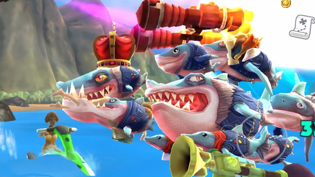 XXL SHARKS THE FRENZY GANG ! LIVE CONTEST!! - Hungry Shark World - YouTube