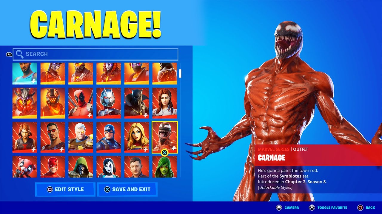 Carnage Fortnite (Skin) Showcase With Best Dances & Emotes! - YouTube