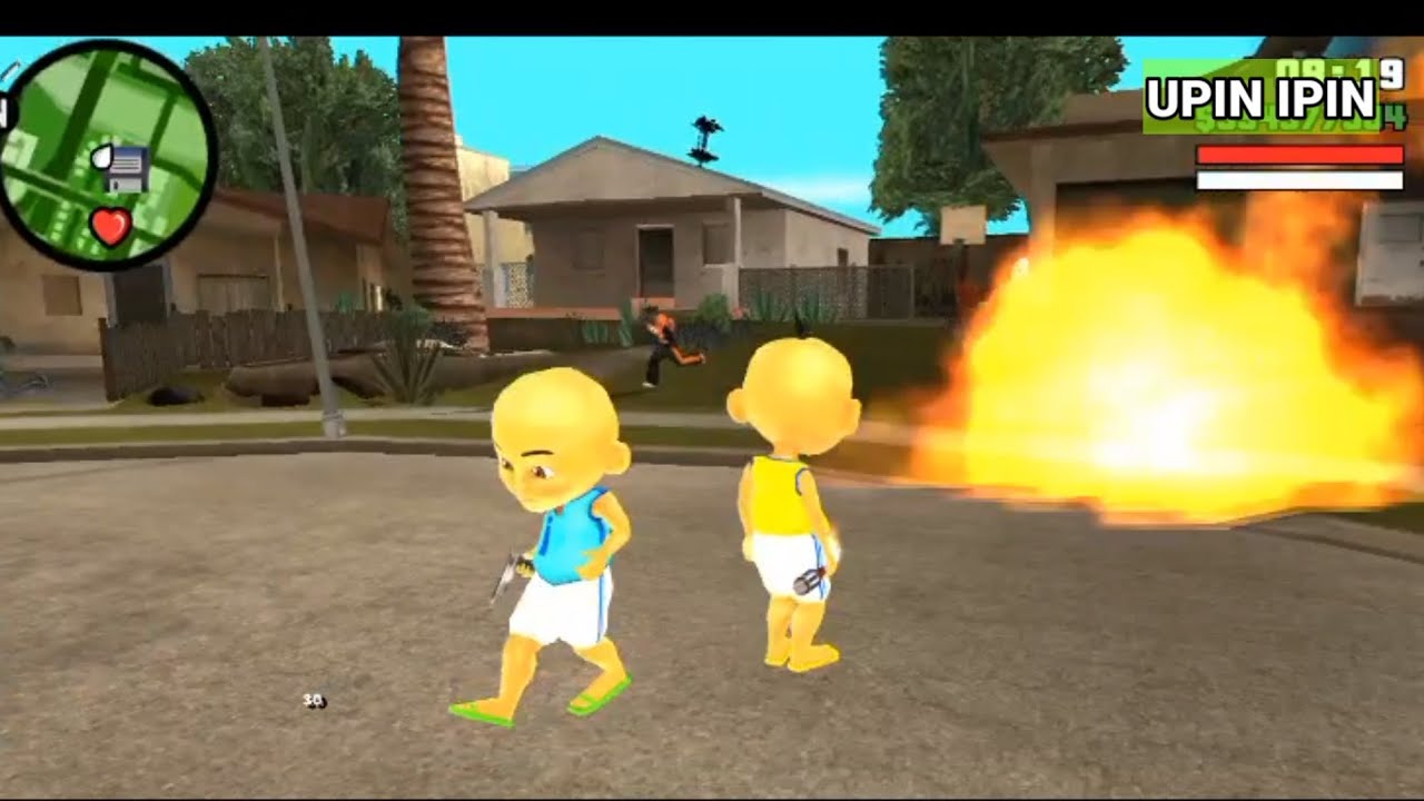 Upin ipin Bermain di halaman rumah main kembang 4pi / upin & ipin😅game ...