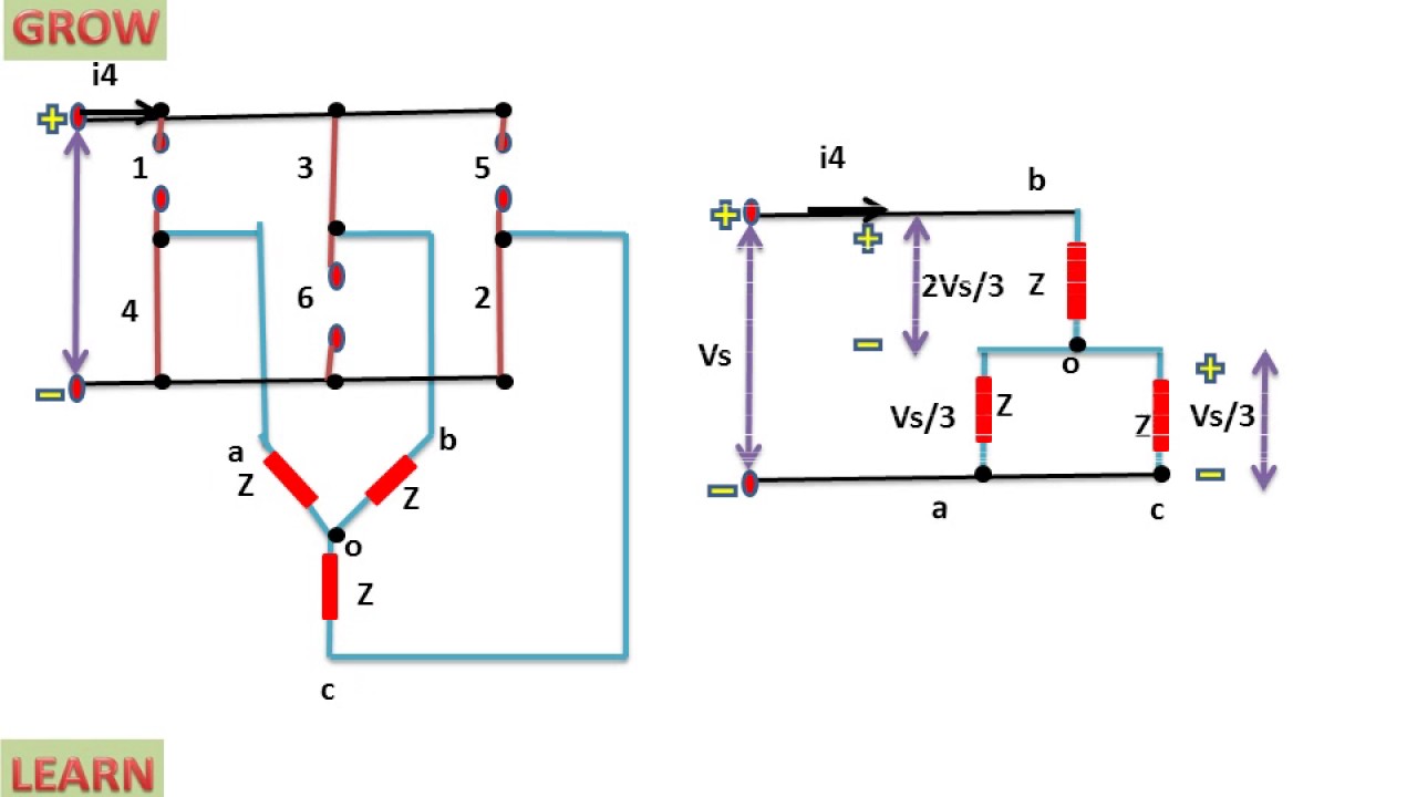 Three Phase Bridge Inverter 180 Degree Mode VSI Step 3,4,5,6 (हिन्दी ...
