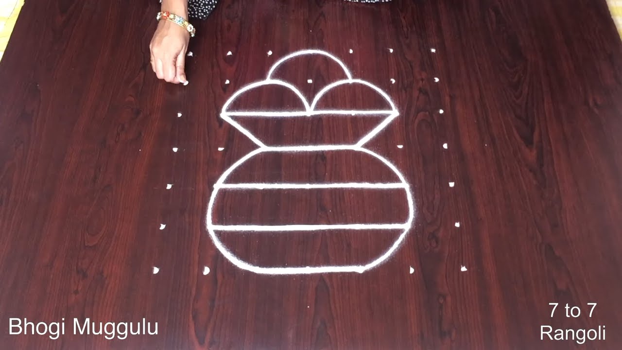 Thai Pongal Kolam Designs 🌼 Rangoli Bhogi Muggulu Simple 🌼 Pongal Pot ...