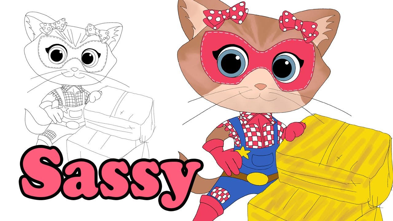How to draw Sassy🐾 from Disney's #Superkitties 🐾 Easy to follow ...