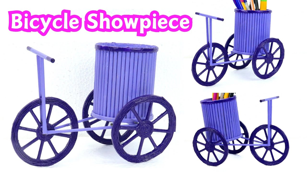 DIY Newspaper Bicycle Pen/Pencil Stand | Best out of Waste Craft Ideas ...