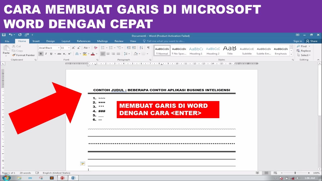 cara membuat garis di microsoft word dengan cepat - YouTube