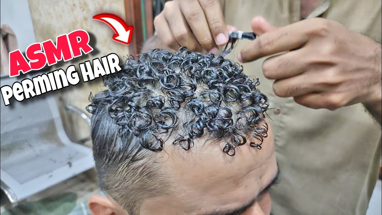 ASMR Barber Perming Hair Tutorial - Relaxing ASMR curly hair and ...