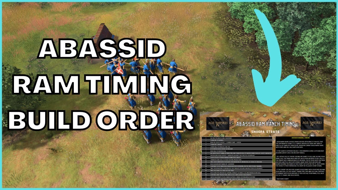 Age Of Empires 4 - Abassid Ram Timing Builder Order (RAM RANCH) - YouTube
