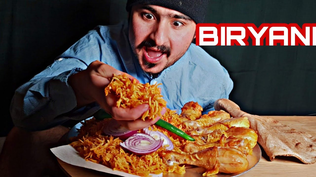 ASMR EATING BIRYANI RICE + FULL SPICY CHICKEN . - YouTube