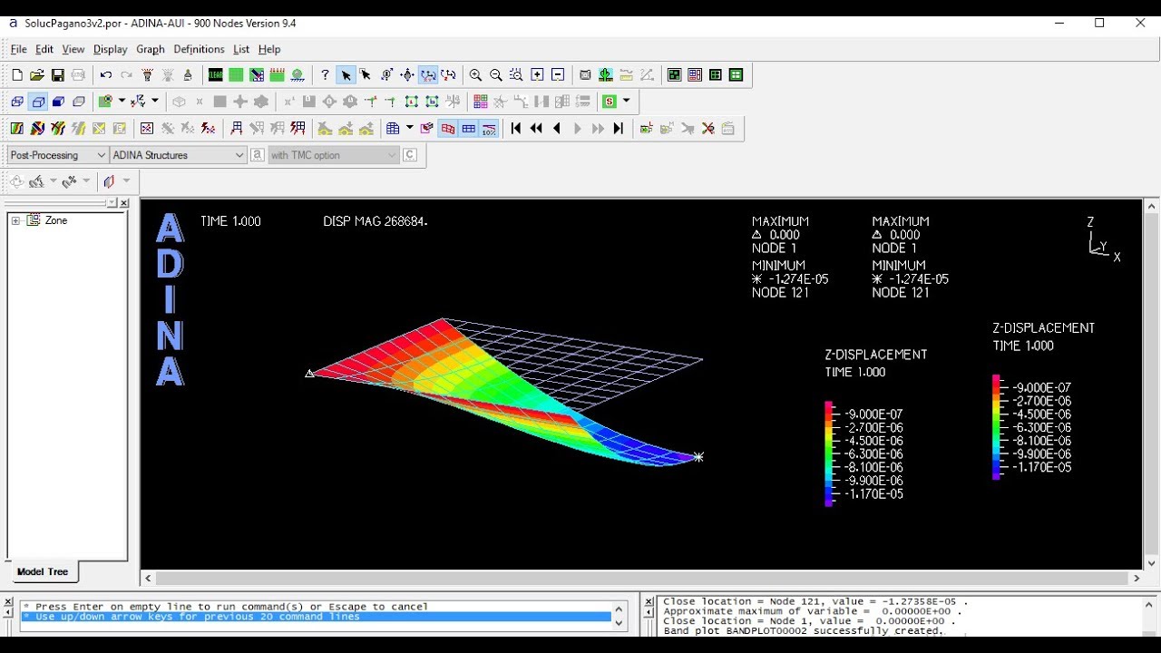 Tutorial de ADINA: Simulación FEM con elemento de cáscara MITC4 para ...