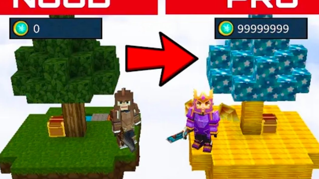 sky block noob and pro play it - YouTube