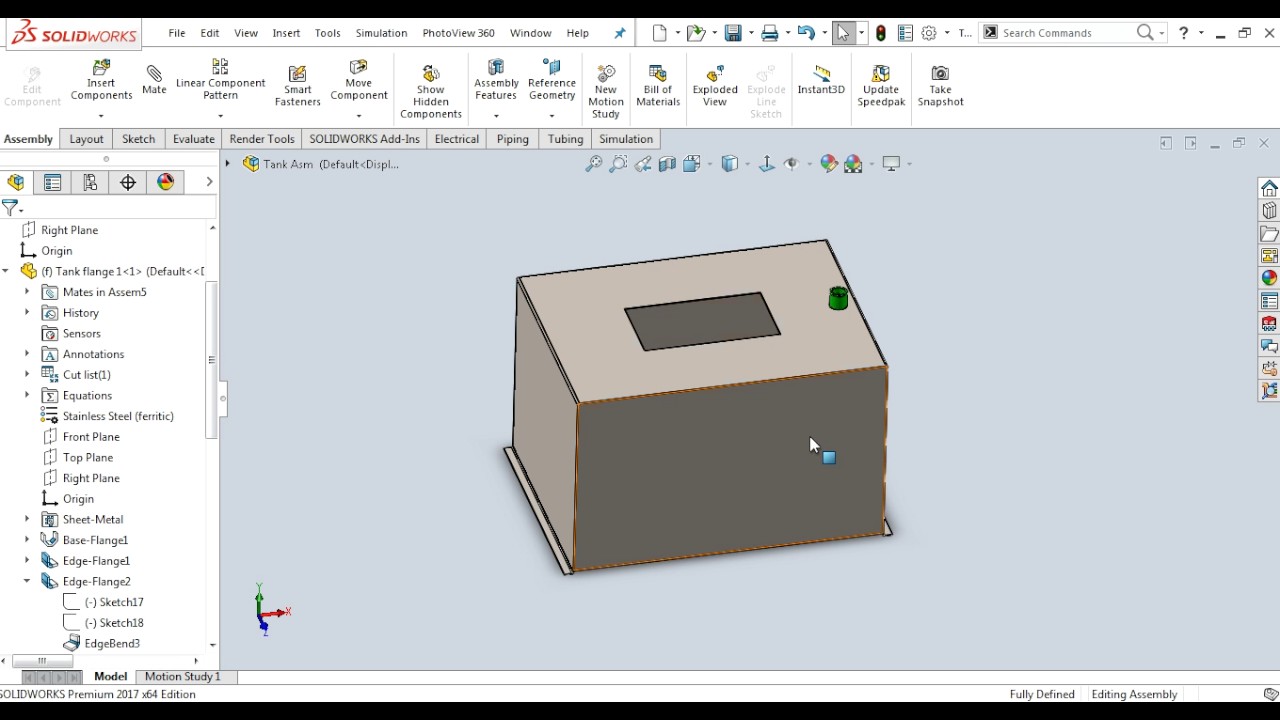 Solidworks 2017 Create Tank Part 3 - YouTube