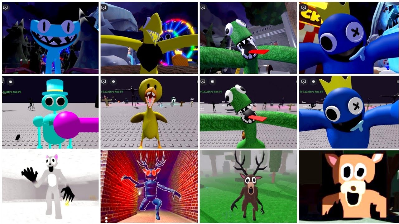 99 Nights in the Forest 4 Versions Jumpscares Vs Rainbow Friends 2 Vs ...