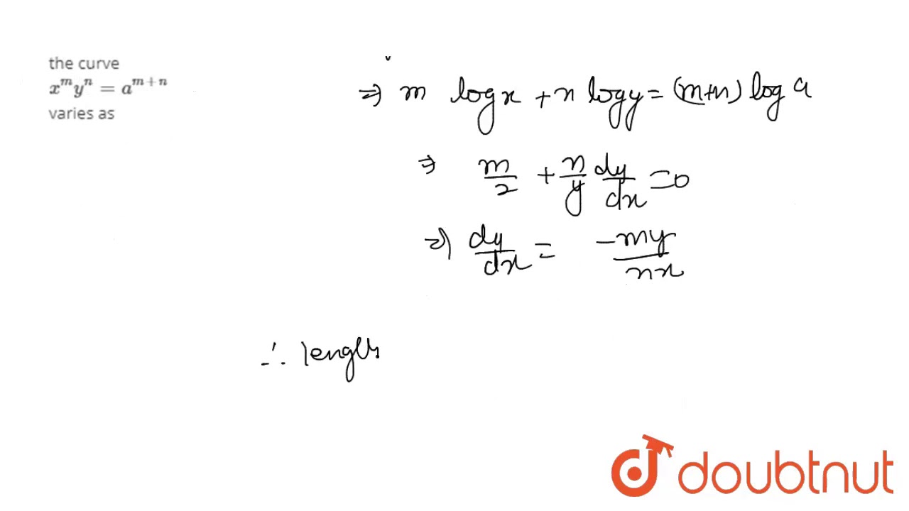 The subtangent at any point on the curve `x^(m)y^(n)=a^(m+n)` varies as ...