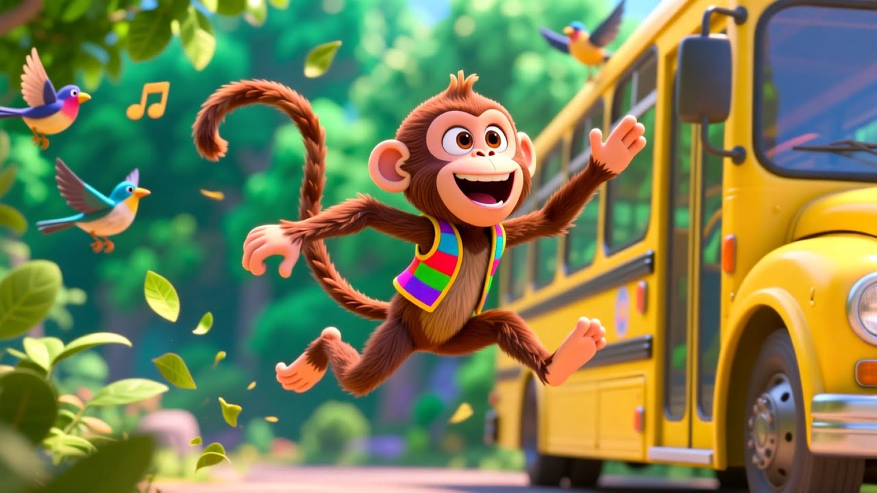 Beep Beep Monkey Bus 🐒🚌 Fun Vehicle Song for Kids | Learn with Monkey ...
