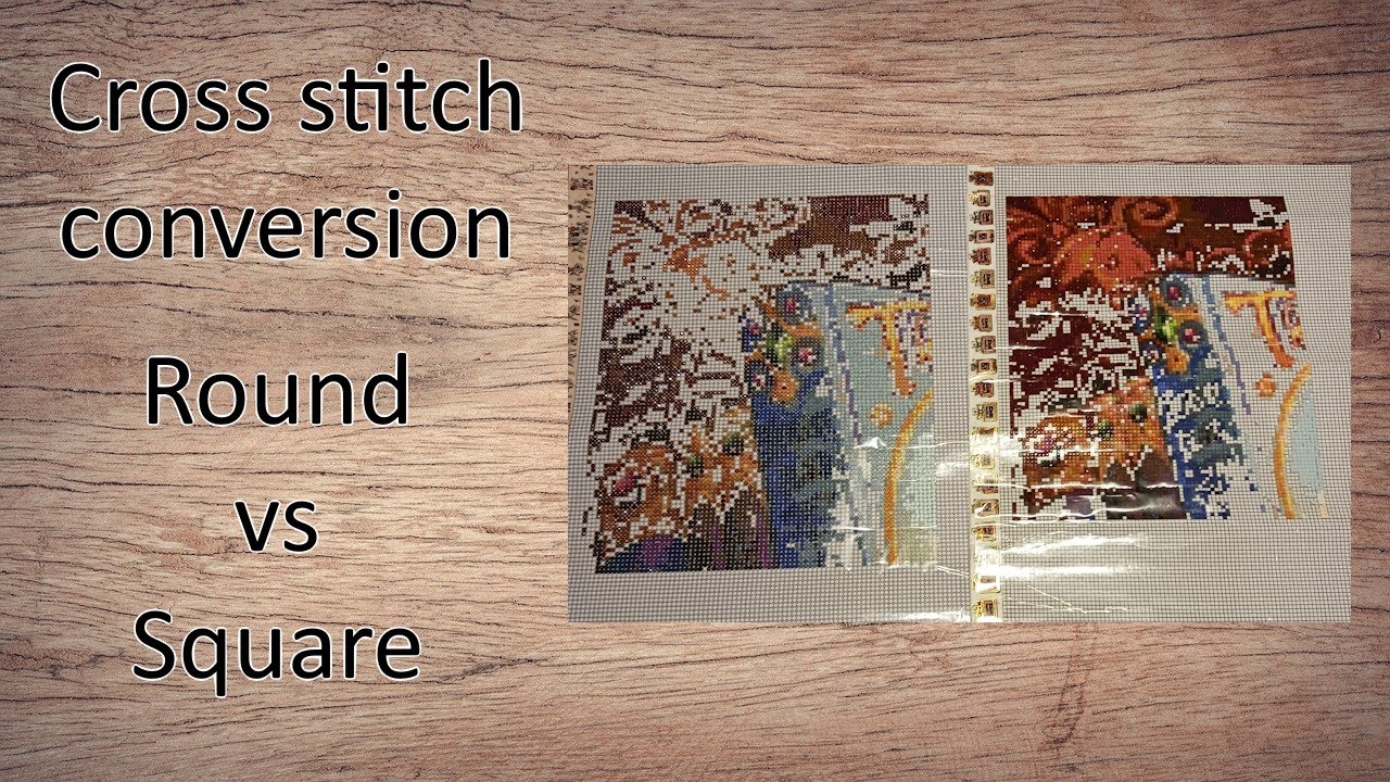 Haed cross stitch conversion update 1 round vs square - YouTube