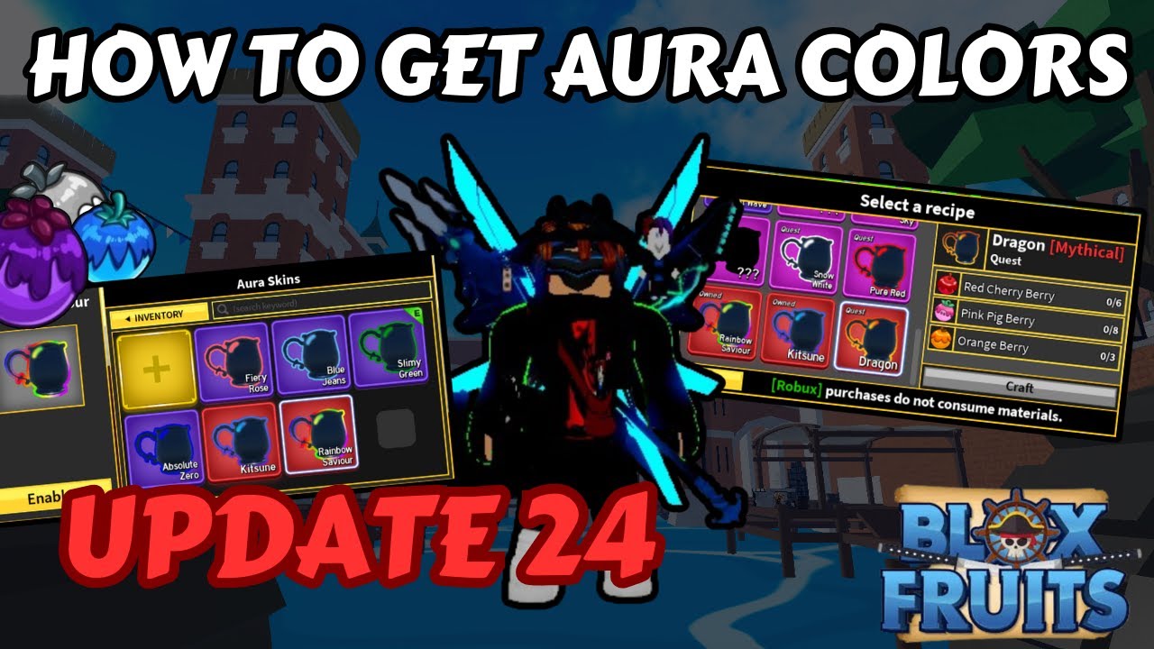 HOW TO GET AURA COLOUR IN UPDATE 24 BLOX FRUIT 🐉| EXPLAIN UNDER 2 MINUTE - YouTube
