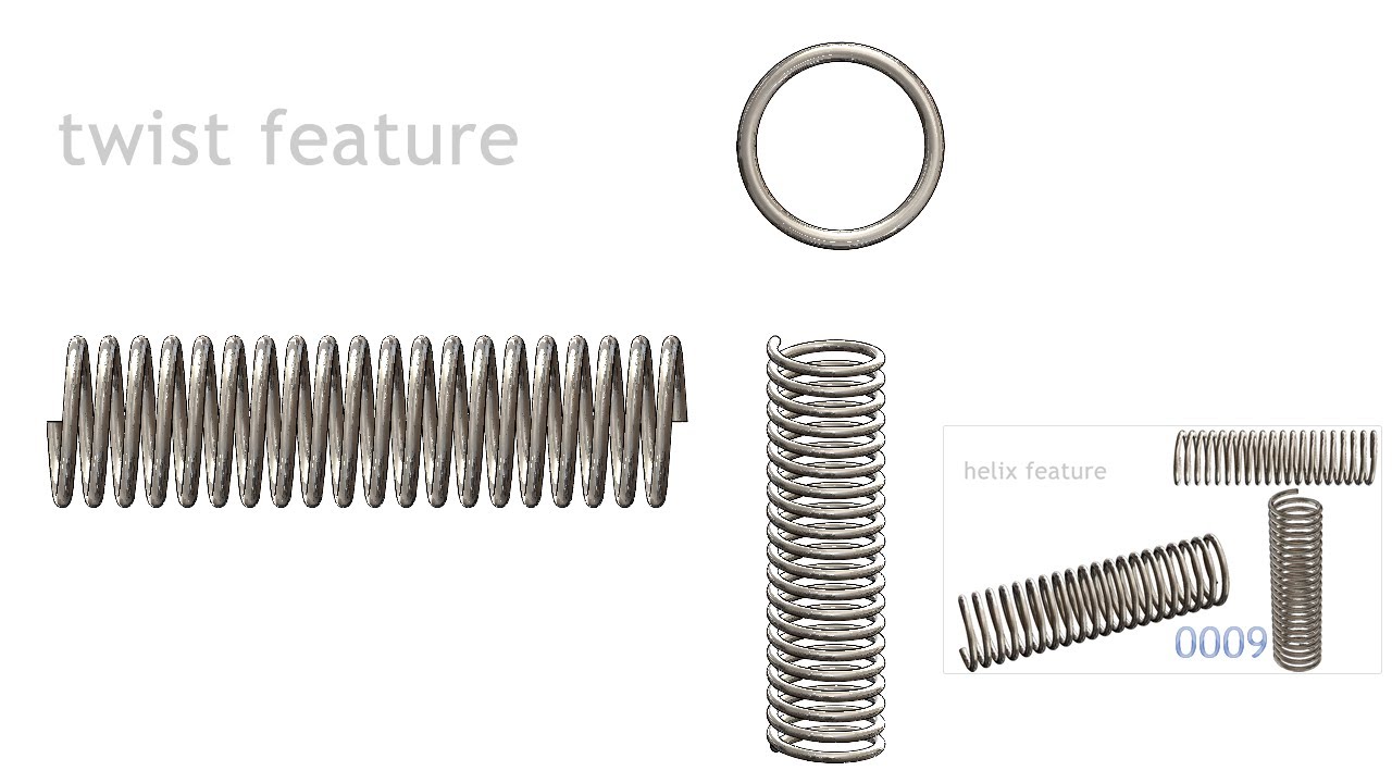 10: SolidWorks Tutorial #0010: twist spring (same pr. spring with twist ...