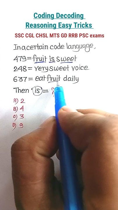 Coding Decoding Coding Decoding Reasoning Tricks Reasoning For Ssc Gd Chsl Mts Wbpsc Youtube