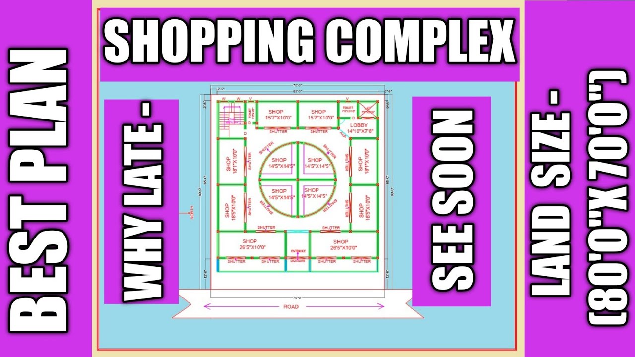 Architectural Best Plan of Shopping Complex (80'0"x70'0")||Auto cad ...
